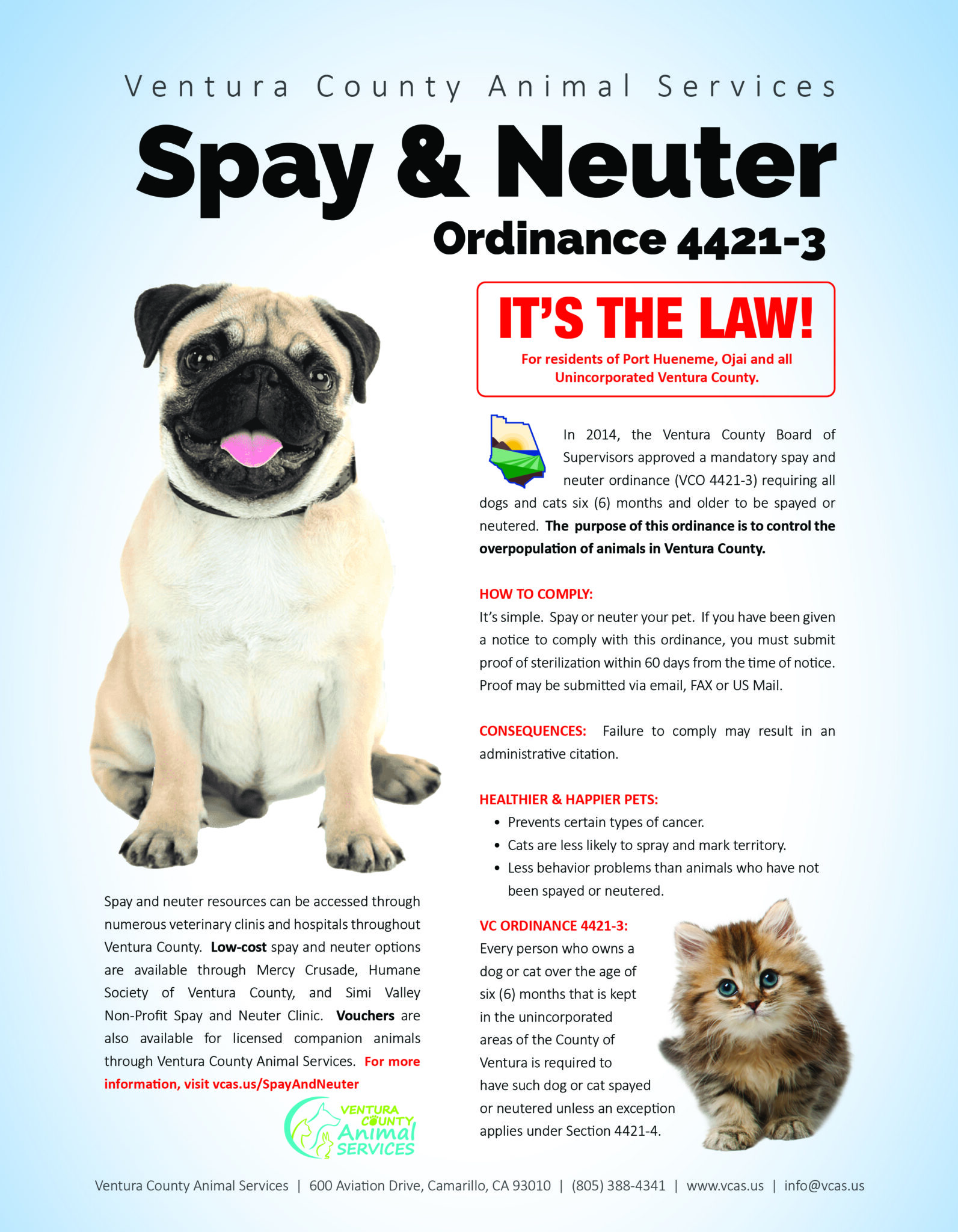 Spay and Neuter - Ventura County Animal Services